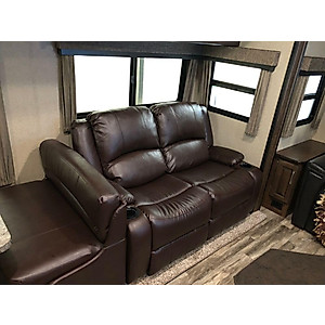 RecPro Charles 58" Powered Double RV Wall Hugger Recliner Sofa RV Loveseat with Upgraded 2023 Fabric (Chestnut)