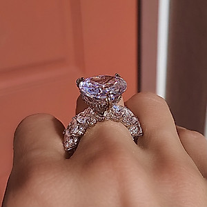 Heart shaped 5K Cubic Zirconia Engagement Handmade Ring. Luxury Quality Fashion Diamond-like Solitaire Ring. Amulet Talisman Good Luck ring