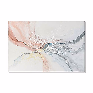 Pink Abstract Wall Art Large Canvas Paintings Blush and Grey Water Flow Marble Shapes Trendy Picture Modern Framed Artwork for Bedroom Living Dining Room Kitchen Office Wall Decor 36"x24"