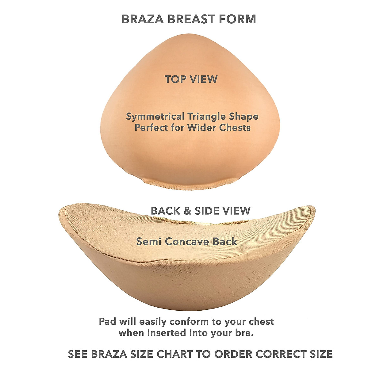 Braza - Foam Mastectomy Breast Form Prosthesis Bra Insert Pads for Swimwear - Size 4