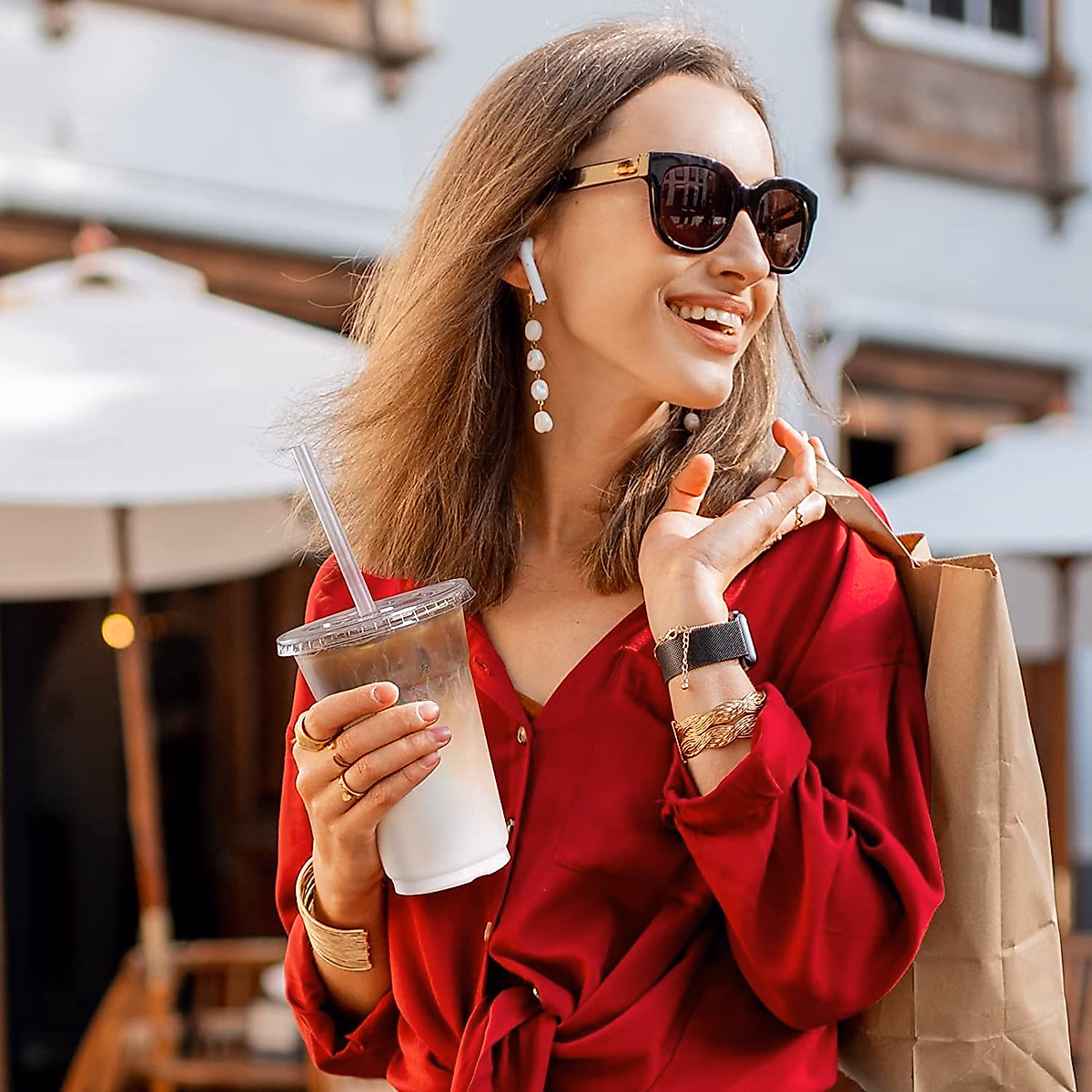 VITEVER 100 Sets - 12oz Clear Plastic Cups with Lids and Straws, Disposable Cups for Iced Coffee, Smoothie, Milkshake, Cold Drinks