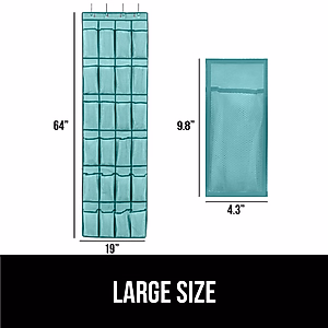 Gorilla Grip Slip Resistant Breathable Space Saving Mesh Large 24 Pocket Shoe Organizer, Up to 40 Pounds, Over the Door, Sturdy Closet Storage Rack Hangs on Closets for Shoes, Sneakers, Turquoise