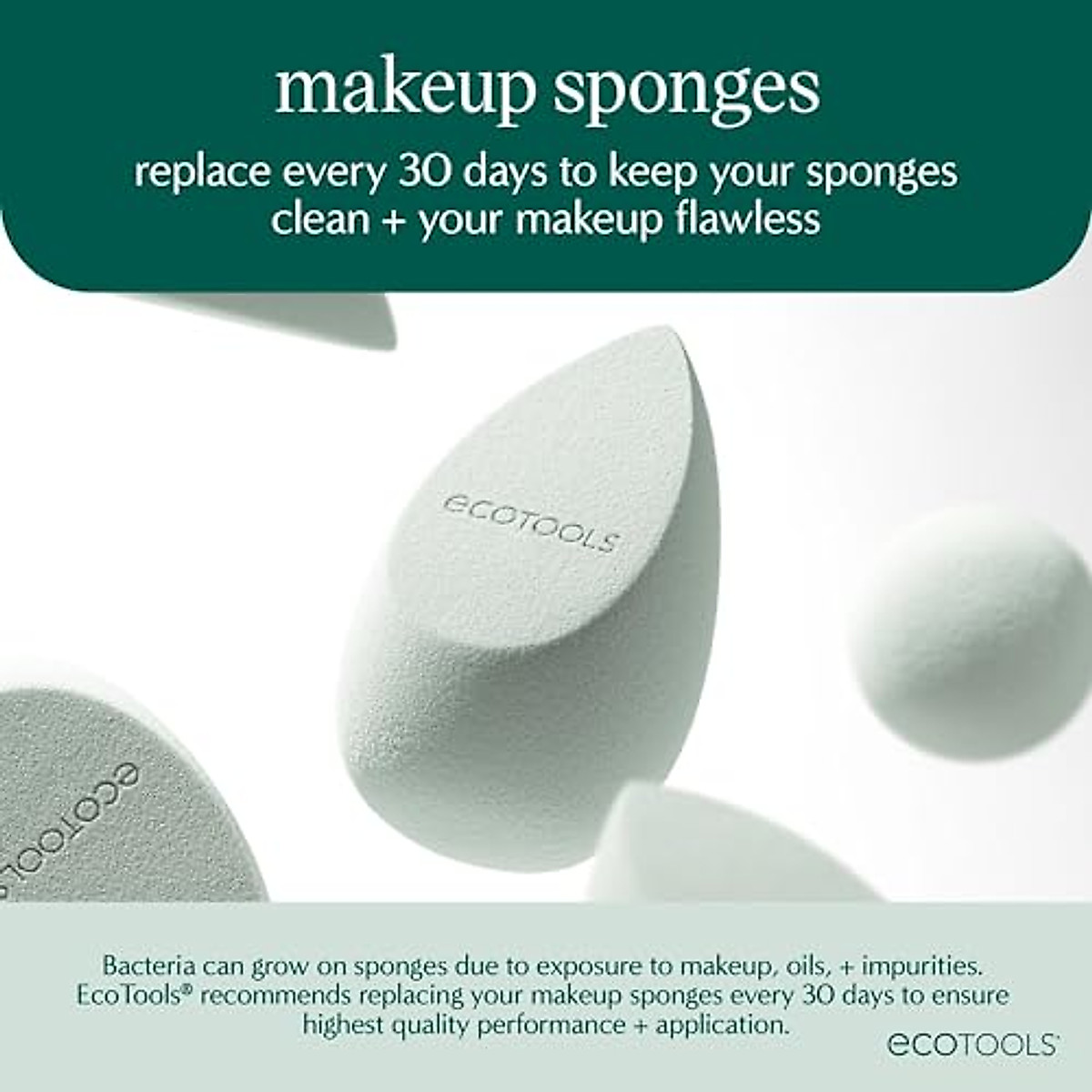 EcoTools Bioblender Makeup Sponge Duo, Compostable Makeup Blender, For Liquid & Cream Foundation, Seamless Application, Eco-Friendly Beauty Sponge, Cruelty-Free & Latex Free, 2 Count