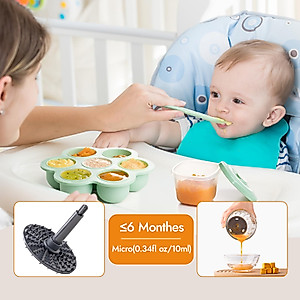 NCVI Puree Baby Food Processor Glass Set, Mini Infant Food Maker Blender Machine with 8 Blades and Grinding Disc, Small Blender Including Food Containers, Silicone Tray and Tableware, Green