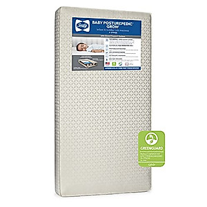 Sealy Baby Posturepedic Grow Breathable 2-Stage Dual Firmness Waterproof Baby Crib Mattress & Toddler Bed Mattress, 204 Premium Coils, Hypoallergenic Cotton, Certified, Made in USA, 52"x28"