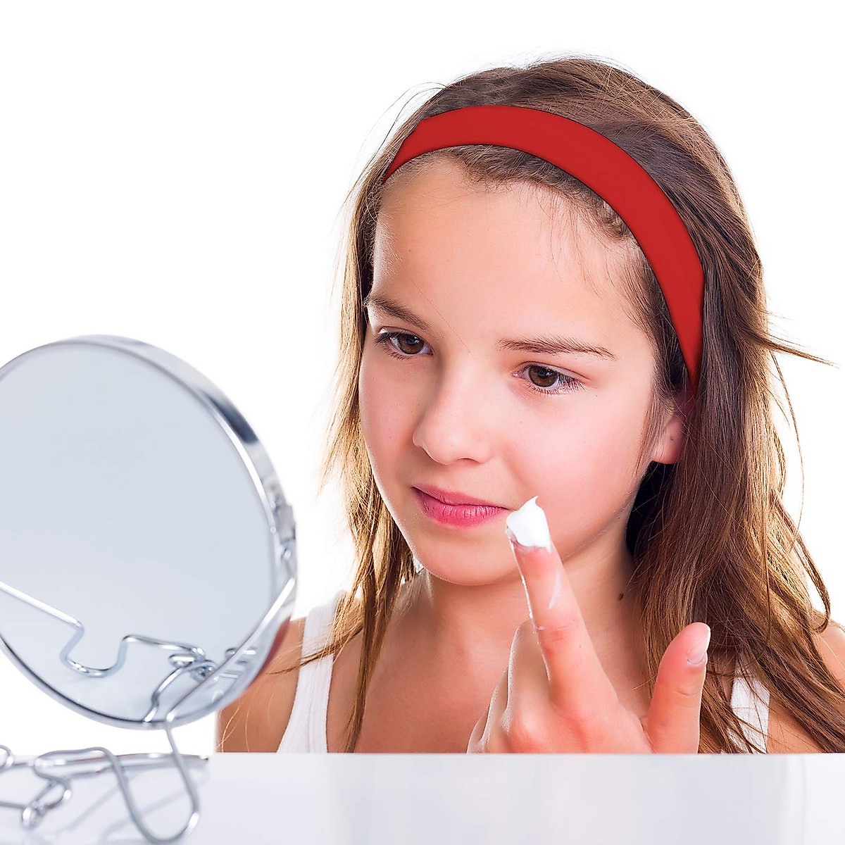 SIQUK 24 Pieces Satin Headbands 1 Inch Wide Headband Colorful Non-slip Hard Headbands for Women and Girls, 24 Colors