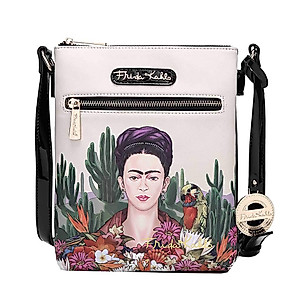 Frida Kahlo Cactus Collection Licensed Cross Body Bag (Beige/Black)
