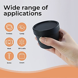 LONGWAY 3.4oz/100ml Empty Leakproof Cosmetic Pot Jars，Wide-Mouth Plastic Mask Container with Dome Lids for Beauty Products, DIY Slime Making or Travel Storage MakeUp（Black）