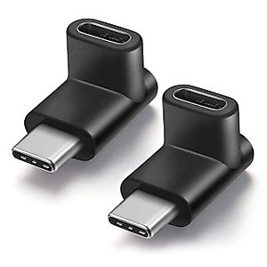 URWOOW Right Angle Type C USB 3.1 Adapter Extension 90 Degree Male to Female Right & Left Angled Extension (2 Pack)
