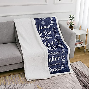 Christian Throw Blanket Religious Gifts - Inspirational Fluffy Blankets with Faith Hope Love Messages for Christian Gifts for Women | Snuggly Soft and Cozy Blanket Christian Decor | 50" X 60"