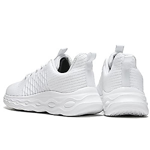 Kvovzo Womens Lace up Tennis Shoes Non Slip Lightweight Work Gym Shoes Ladies Walking Running Sport Sneakers White