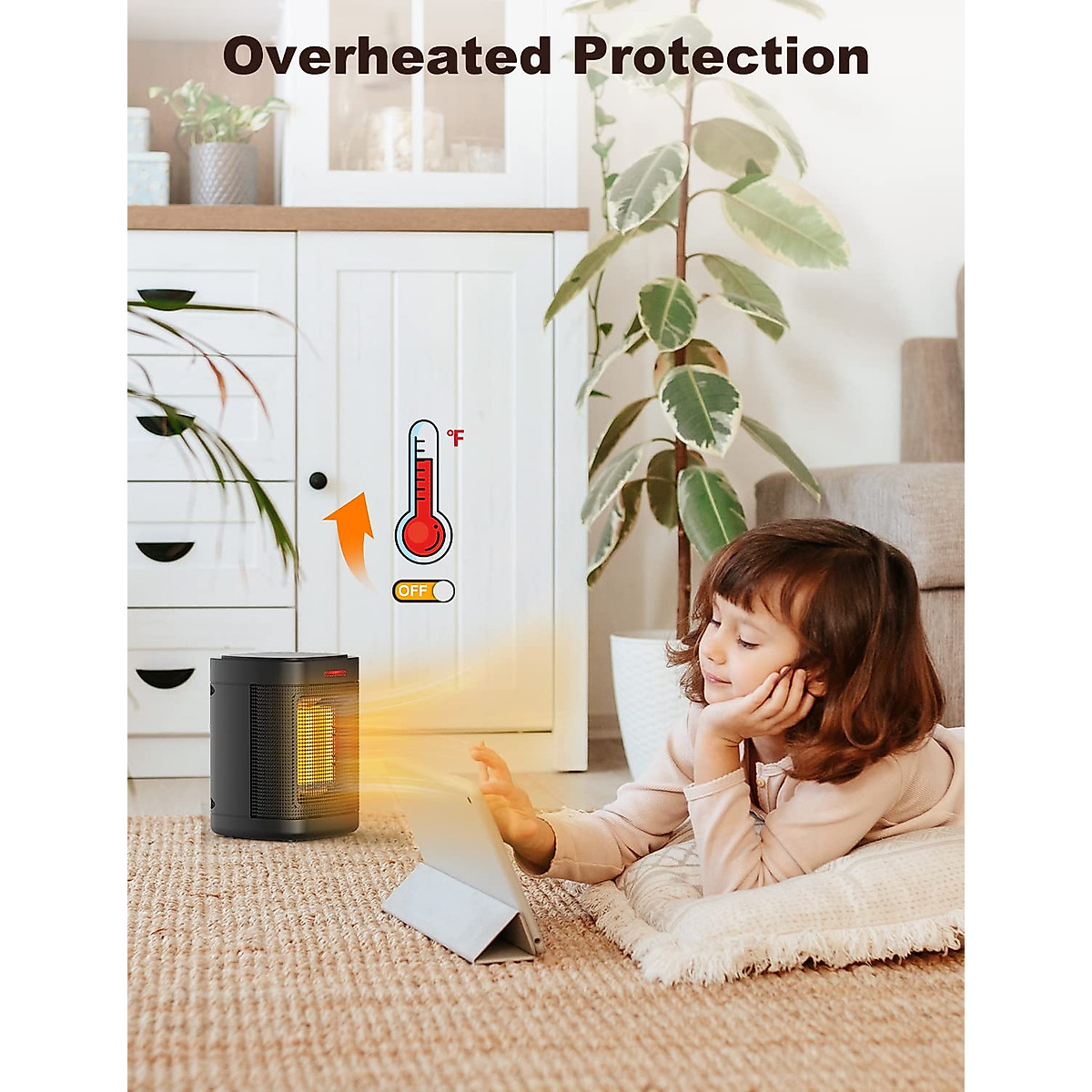 Space Heater, 500W Small Space Heater for Indoor Use, Ceramic Personal Heater with Overheating & Tip-Over Protection, Mini Quiet Desk Heater for Home Office Bedroom