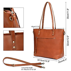 S-ZONE Vintage Genuine Leather Totes for Women Purse Handbag with Anti-thief Backpack Large