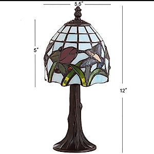 JONATHAN Y JYL8014A Hummingbird Tiffany-Style 12" LED Table Lamp Tiffany,Traditional for Bedroom, Living Room, Office, College Dorm, Coffee Table, Bookcase, Bronze