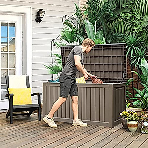YITAHOME XXL 230 Gallon Large Outdoor Storage Deck Box for Patio Furniture, Outdoor Cushions, Garden Tools and Sports/Pools Equipment, Weather Resistant Resin, Lockable (Taupe)
