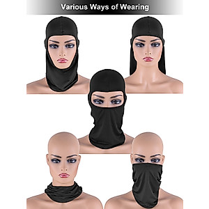 SATINIOR 6 Pieces Ski Mask for Men Balaclava Full Face Cover UV Sun Protection Cooling Neck Gaiter Clothing Scarf Bandana(Black,Ice Silk)