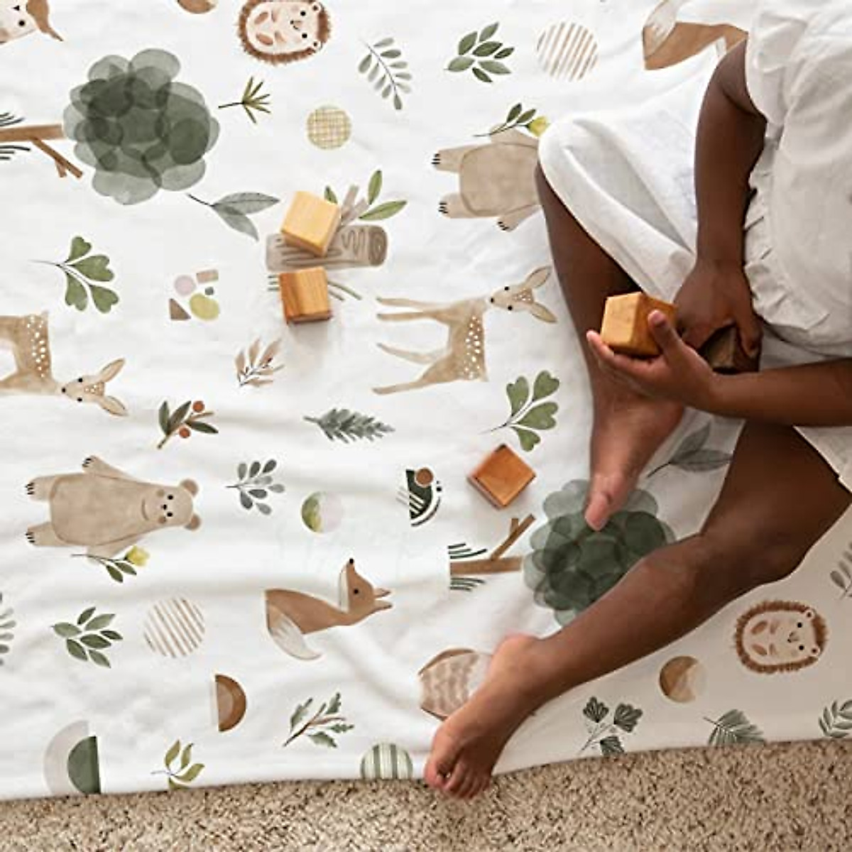 HawSkgFub Woodland Animals Neutral Baby Boy Girl Blanket, Nursery Boho Forest Bear Deer Fox Owl Flannel Fleece Swaddle Receiving Blankets, Soft Unisex Toddler Infant Kids Newborn Crib Bedding 30 x 40