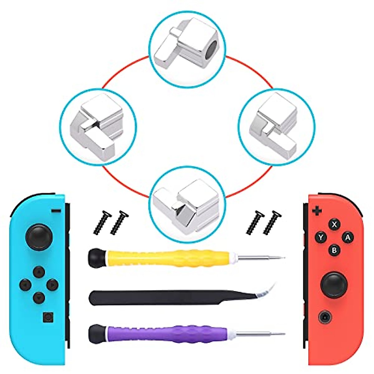 [New Version]Replacement Latches Compatible with Switch/ Switch OLED JoyCon, Lock Buckles Repair Tool Kit Compatible with Switch JoyCons with Screwdrivers and Tweezer