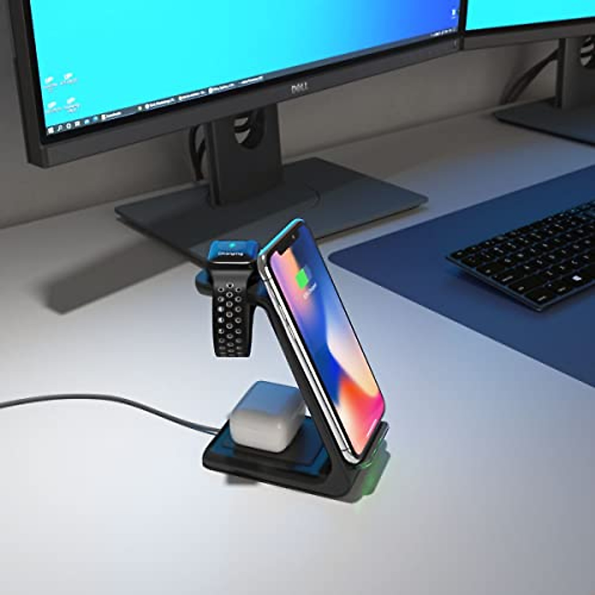 Statik 3 in 1 Wireless Charger Wireless Charging Station Compatible with iPhone iWatch AirPods 10W Fast Charging Qi Wireless Charger for Samsung Phone