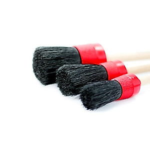 Maxshine Detailing Brushes Set for Interior and Exterior Detailing, Black & Red