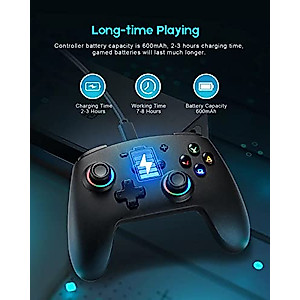 YKOEX Switch Controller, 9 LED Colors, Switch Pro Controller Compatible with Switch/Switch OLED/Switch Lite, Wireless Gamepad with Back Buttons/Programmable/Motion Control/Dual Vibration/Turbo