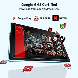 Android 11 Tablet 10inch Phablet, Large Storage 64GB Tablets Dual Stereo Speakers 512GB Expand, Octa-core Processor 3GB RAM 6000mAh Big Battery 10.1'' IPS HD Screen Google Tableta Tab(Blue)