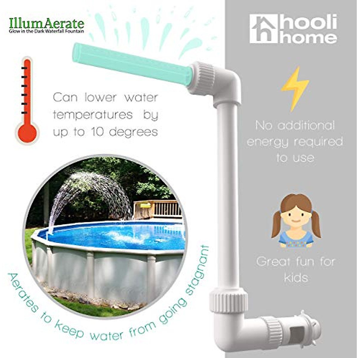 Pool Fountain Swimming Pool Accessories - Waterfalls Cool Warm Pool Water Temperatures, Sprinkler Aerates for Fresh Pool Water, Fits 1.5" Threaded InGround & Above Ground Pool Fountains Return Jets