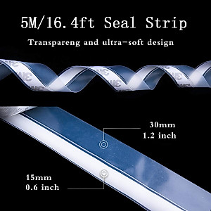 Silicone Seal Strip,Weather Stripping for Door or Window,Weatherproof Soundproof Self Adhesive Door Strip Bottom, Door Draft Stopper Silicone Strip Tape for Doors Windows and Shower Glass Gaps