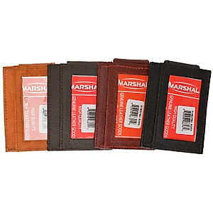 MARSHAL Printed Grain Cow Hide Leather Money Clip with Magnet (Brown)