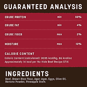 Earth Animal No Hide Stix Beef Flavored Natural Rawhide Free Dog Chews Long Lasting Dog Chew Sticks | Dog Treats for Small Dogs and Cats | Great Dog Chews for Aggressive Chewers (1 Pack)