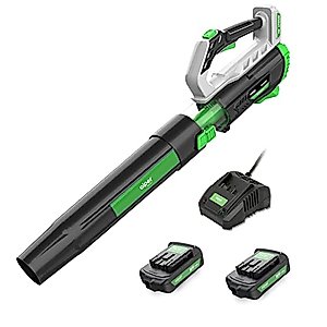 AIPER SMART Leaf Blower 20V, Electric Cordless Handheld Blower 330 CFM, Up to 26 Minutes Blowing with 2 Li-on Battery-Powered, Lightweight & Powerful for Yard, Sidewalk, Driveway, Garden Cleaning