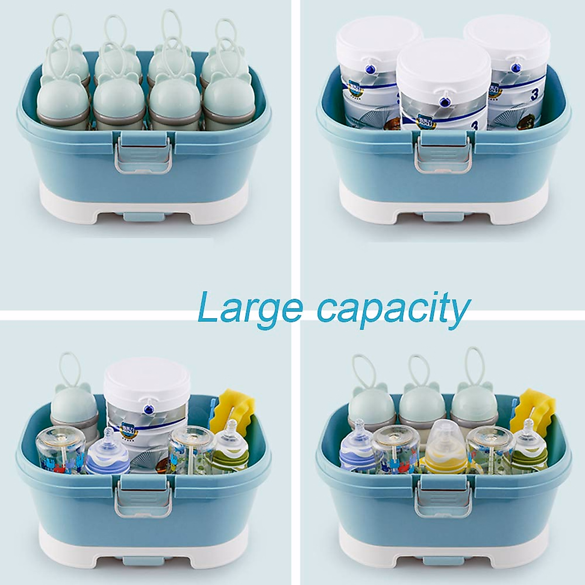 Baby Bottle Drying Rack Storage, Large Nursing Bottle Storage Box Organizer with Cover, Portable Kitchen Cabinet Organizer, Durable countertop Dryer
