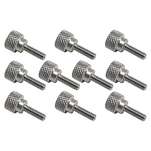 10 Pack 8-32 x 1/2 Inch Threads 303 Stainless Steel Diamond Knurled Thumb Screws Knobs with Straight Shoulders Right-Hand Threads SAE Flat Tip Uncoated