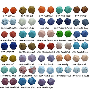 Alenybeby 30pcs 17mm Silicone Polygon Pearl Beads Silicone Geometric Icosahedron Shape Beads Hexagon Bulk Bead for Keychain DIY Mom Necklace Bracelet Craft Jewelry Making