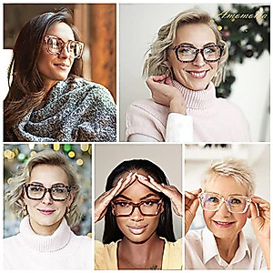AMOMOMA 3PACK Retro Spring hinge Womens Readers,Blue Light Blocking Computer Thick Square Reading Glasses for Women Men AM6015 Black/Grey Tort/Crystal 1.50 x