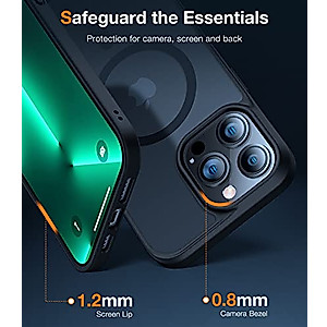 TORRAS Magnetic Designed for iPhone 13 Pro Max Case, Military Grade Drop Tested, Compatible with MagSafe, Shockproof Translucent Hard Back Soft Slim Protective Case for iPhone 13 Pro Max, Black