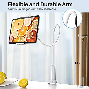 Tryone Gooseneck Tablet Holder Stand for Bed Adjustable Flexible Arm Tablets Mount Clamp on Table Compatible with iPad Air Mini | Galaxy Tabs | Kindle Fire | Switch or Other 4.7-10.5" Devices