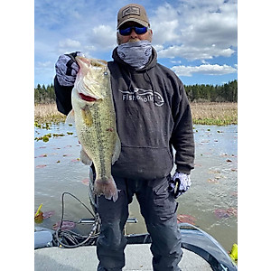 Fishoholic Fishing Face Mask Buff -3 Colors- UPF50+ Fishing Neck Gaiter Wind Dust Sun Protection Hunting Bandana (GreyH2OCamo)