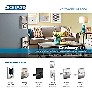 Schlage FE285 Century By Broadway Century By Bottom Half Handleset with 16080 Latch and 10063 Strike Matte Black Finish