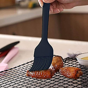 KitsKap Silicone Basting Brush 2 Pcs Pastry Brush for Oil, BBQ, Grill Barbecue Sauce Baking Brushes (Black)