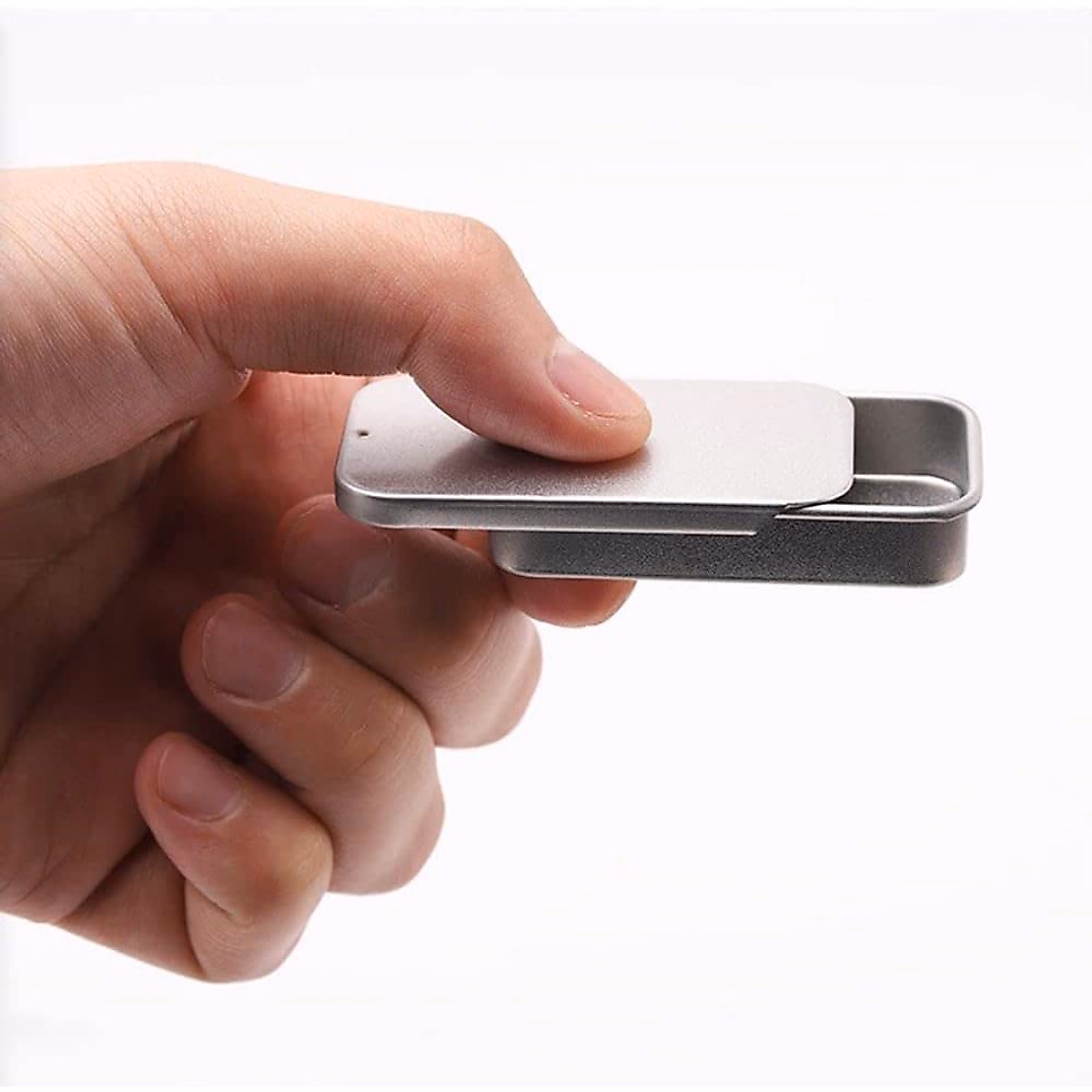 Silver Rectangular Empty Slide Top Metal Tin Containers for Candies, Jewelry, Crafts, Pills, Lip Balm, Watercolor Jewelry Storage Kit Craft Organization(80x34x10mm)