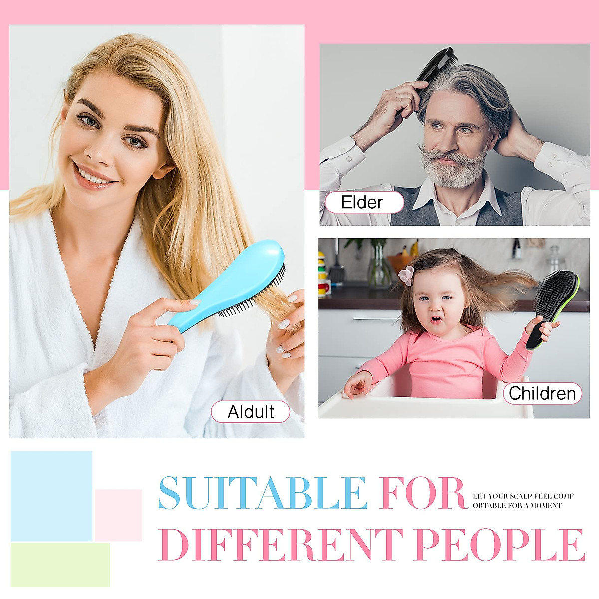 12 Pieces Detangler Brush Hair Brush Bulk Mini Small Wet Comb Brush for Kids Girls Curly Thick Straight No Pain No Knot Hair Brush for Women Men (Vivid Color)