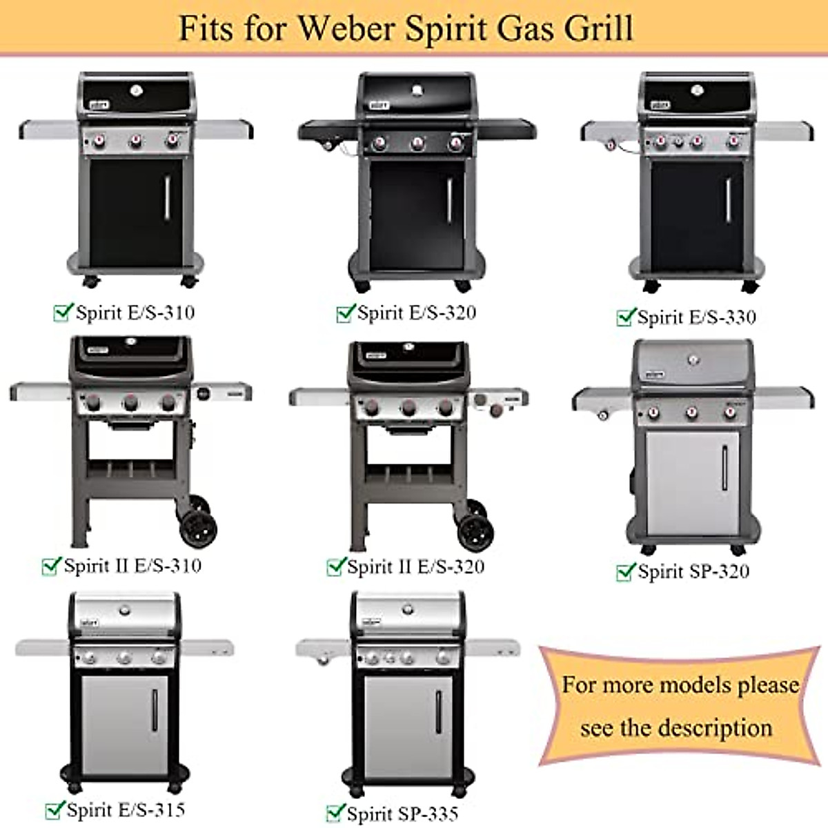 MOASKER 15-1/4" 7636 Grill Flavorizer Bars for Weber Spirit II E-310 S-310 E-320 S-320, Porcelain-Enameled Heat Plates for Weber Spirit E/S-310, E/S-320 Series Model (with Front Control Knobs), 67046