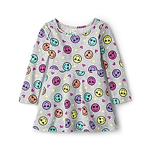 The Children's Place Baby Toddler Girls Long Sleeve Fashion Skater Dresses, H/T Lunar, 6-9 Months