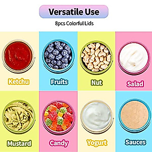 Elykorrne 8 Pack Salad Dressing Container To Go, 0.9oz Small Condiment Containers with Lids, Plastic Condiment Cup, Reusable Sauce Containers Leak-proof for Lunch Bento Box Kids