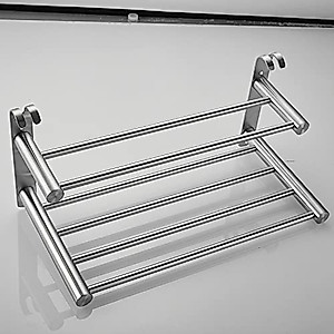 Leekayer Bathroom Towel Rack Double Layer, Brushed Nickel 40cm Stainless Steel Bathroom Towel Rack Wall Screw Installation 15.74 inches