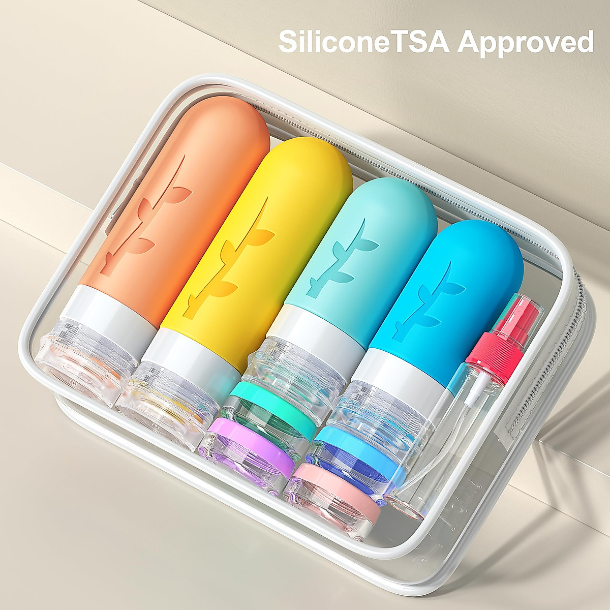 18pack Travel Bottles for Toiletries,TSA Approved Silicone Travel Containers jar for Toiletries,Leak Proof Refillable Liqus Shampoo And Conditioner Travel Essentials toiletry Bottles