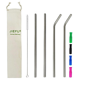 Stainless Steel Straws, 4pcs 12" Ultra Long 0.3" Wide Reusable Metal Drinking Straws with Cleaning Brush for Stanley 40oz 64oz Tall Tumblers
