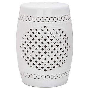 Safavieh Moroccan Quatrefoil Ceramic Decorative Garden Stool, White