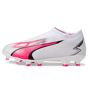 PUMA Ultra Match Laceless Firm Ground/Artificial Ground (Toddler/Little Kid/Big Kid) Puma White/Puma Black/Fire Orchid 5.5 Big Kid M